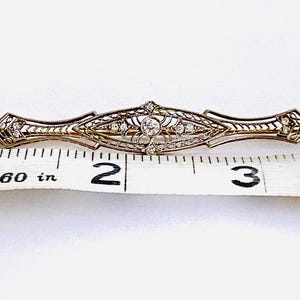 Beautiful Victorian Filigree Line Brooch With Diamonds Set in 14k ...