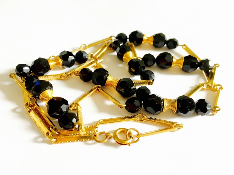 Elegant 30 Faceted Sparkling Black Glass Bead Station - Etsy