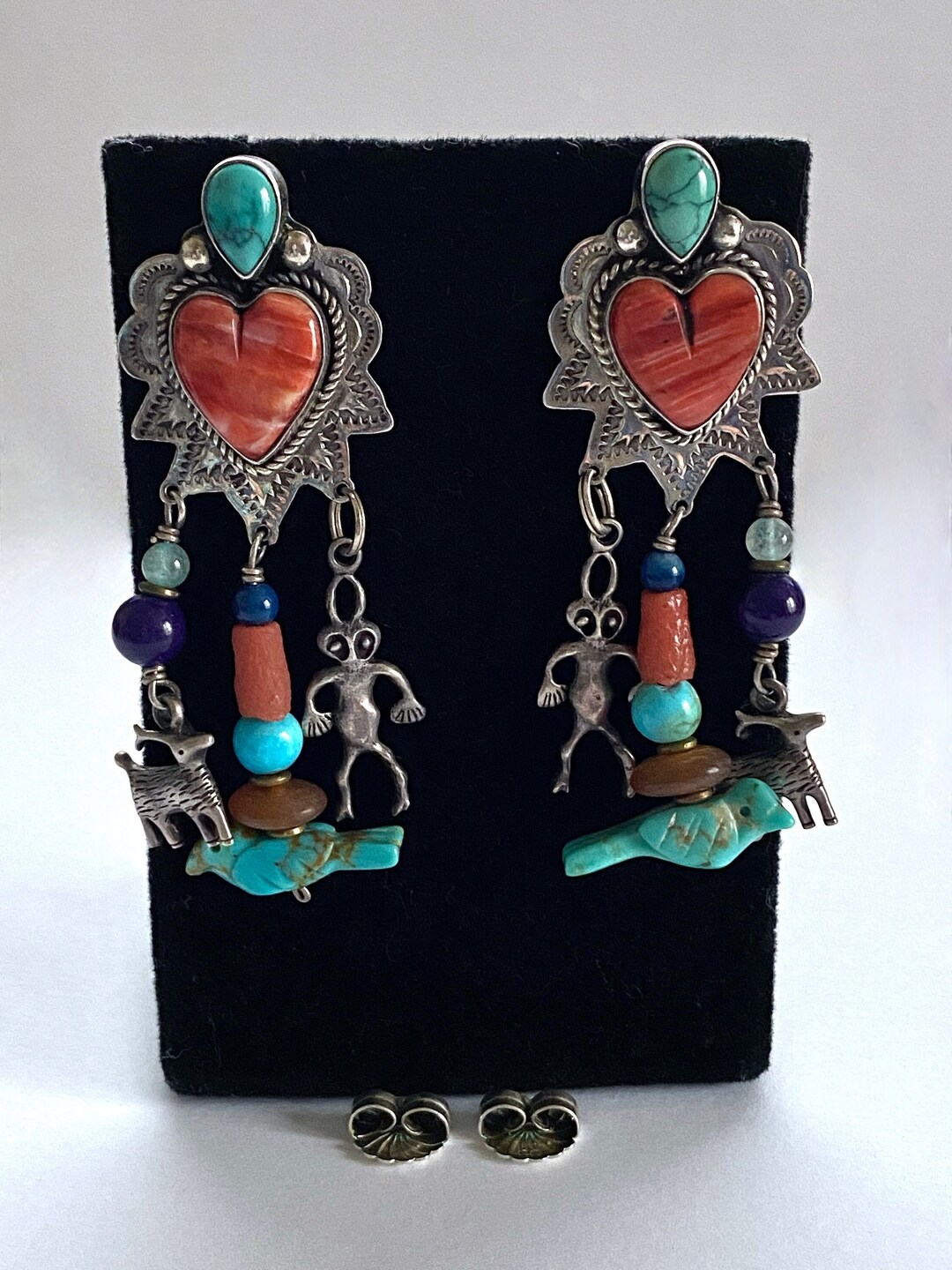 Gorgeous Leland Yazzie Pierced Earrings With Spiny Oyster - Etsy