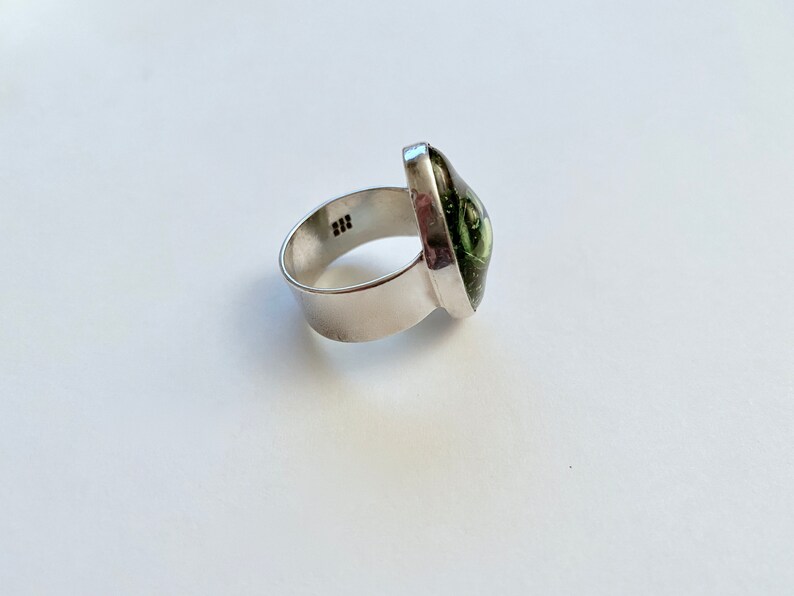 Beautiful Art Glass Modernist Ring With Center Bubble, Unique Boho ...