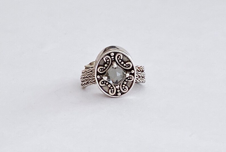 Lori Bonn Oval Slider Ring With Center Square Faceted Smoky - Etsy