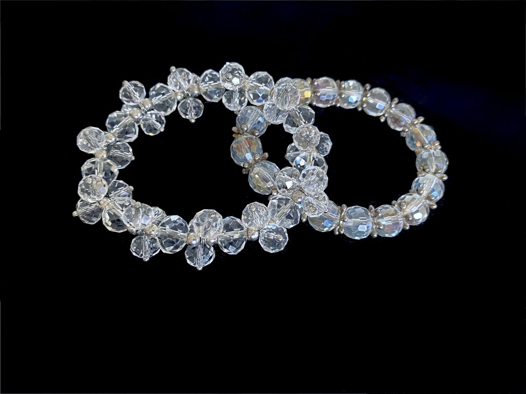 Sparkling Crystal Stretch Bracelets(2) With Sterling Silver Separators ...