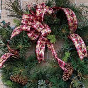 2 1/2" Wired Ribbon Buffalo Plaid Check Moose / Trees / Bear - Choose ...