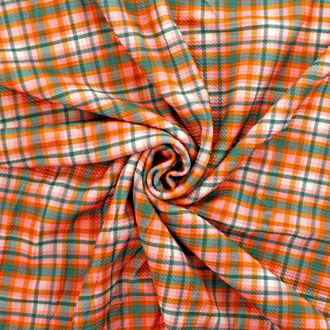 Pink Green Fall Plaid Liverpool Bullet Stretch Fabric by the Yard or 6 ...