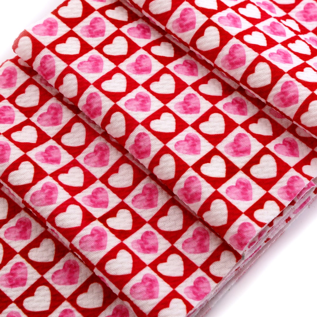 Pink Valentine Block Hearts Liverpool Bullet Stretch Fabric by the Yard ...