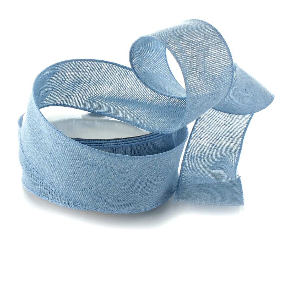 Vintage Blue Wired Cotton Burlap Ribbon 1.5 2.5 Inch Rustic Country ...