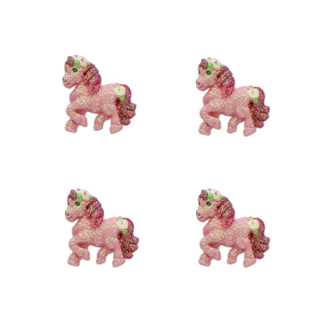 Pink Glitter Sparkle Pony Horse Flatback Resin Craft Embellishment Deco ...