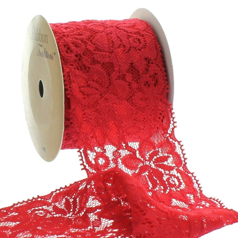 Red Lace Ribbon - Etsy