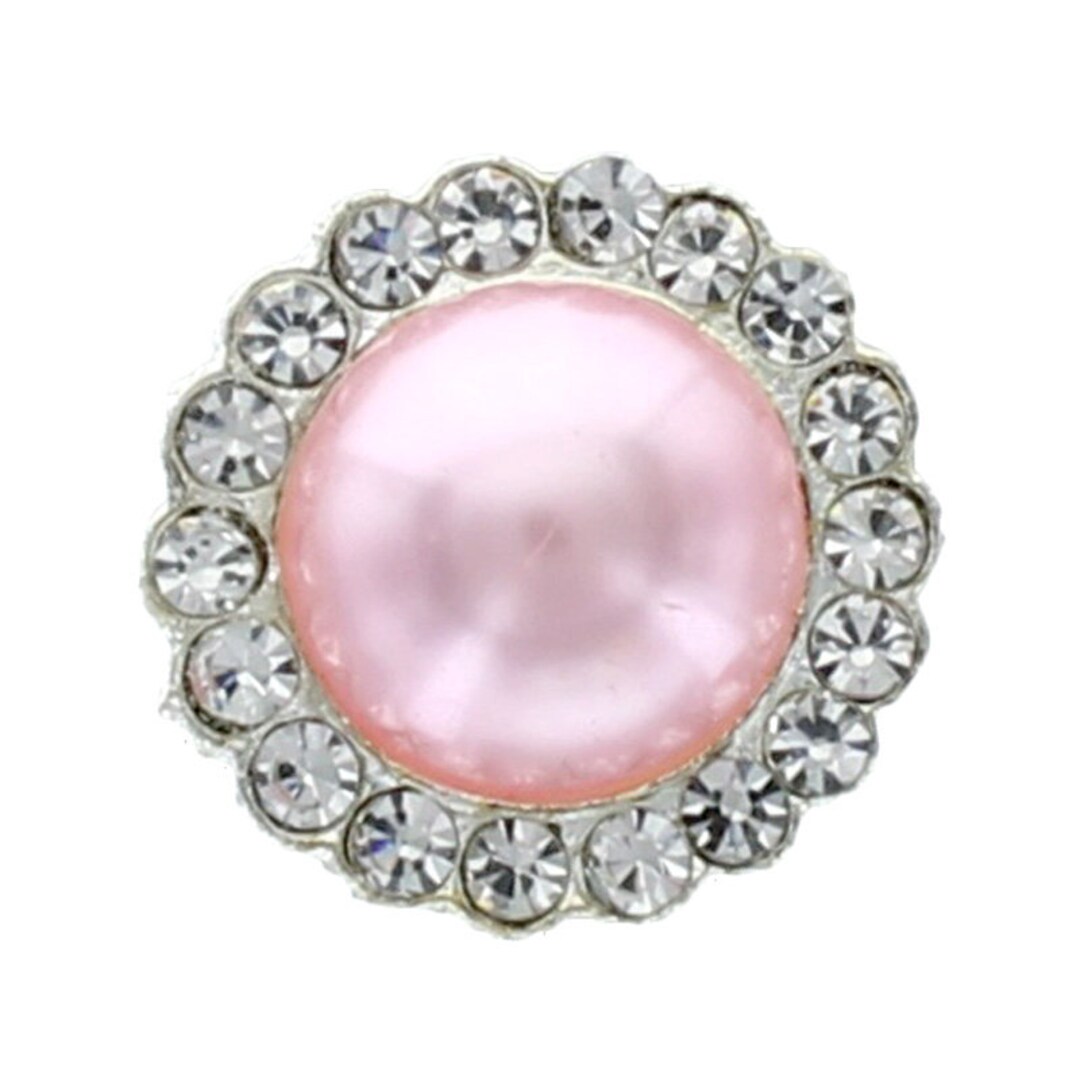 Large Pearl W/ Rhinestones Embellishment Centers - Light Pink- Choose 3 ...