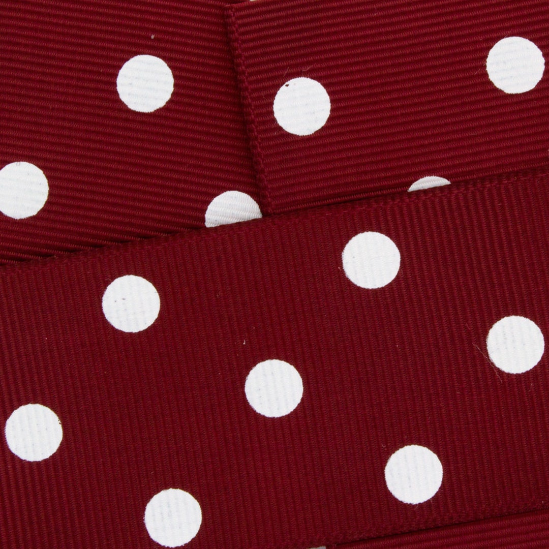 Maroon With White Polka Dot Grosgrain Ribbon Choose Width and Length - Etsy