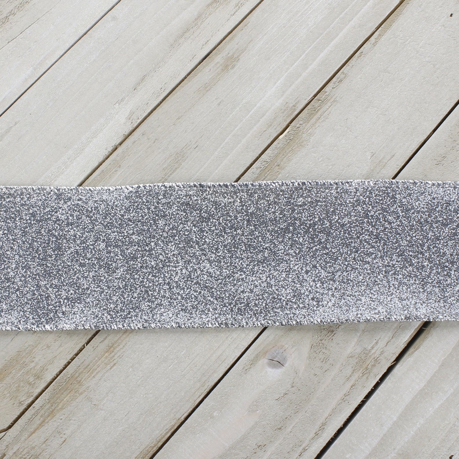 2 1/2 Wired Silver Glitter Ribbon Choose Length - Etsy