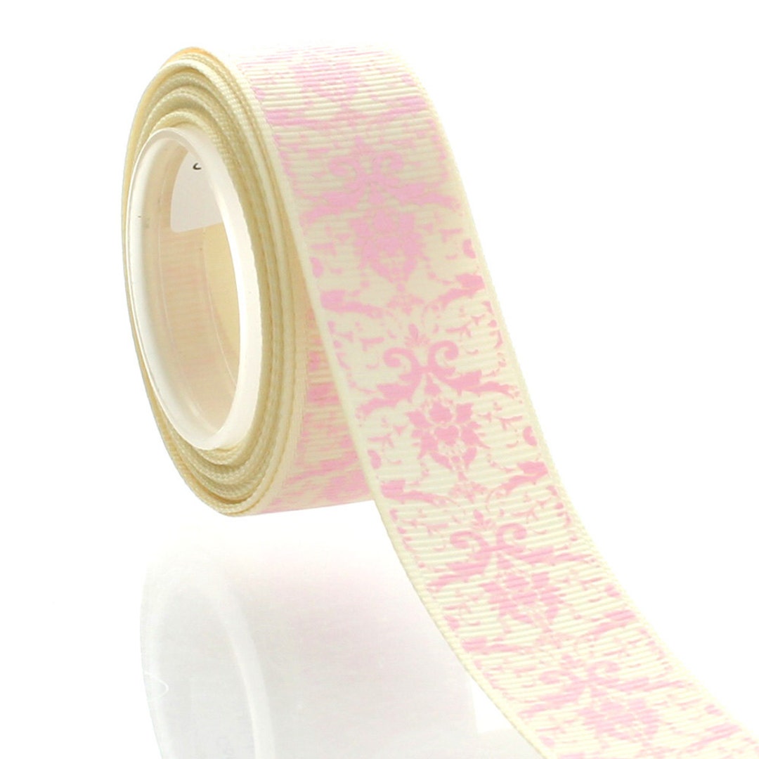 7/8" Ivory Pink Damask Grosgrain Ribbon - 5yds - Etsy