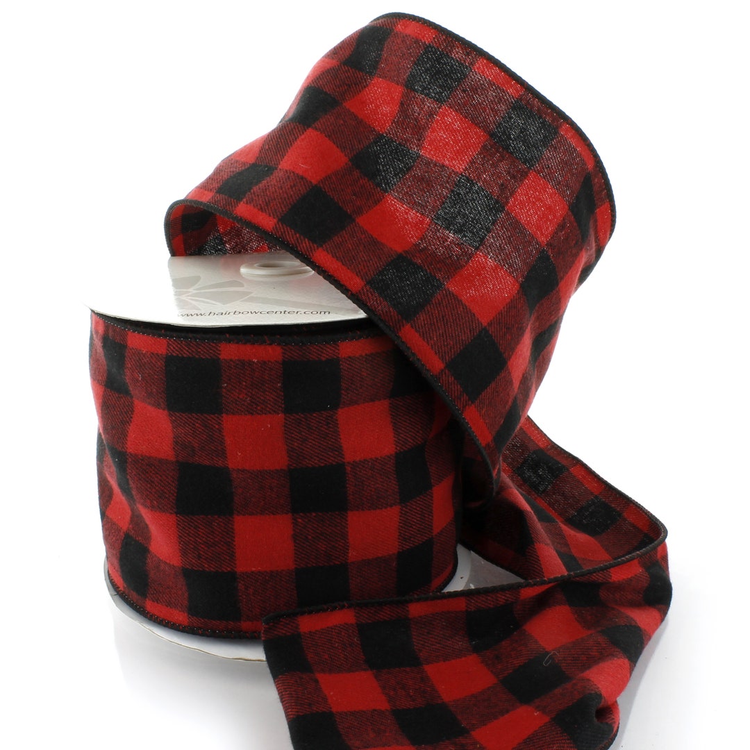 4.75" Wired Flannel Ribbon Rustic Red/black Buffalo Plaid - Choose ...
