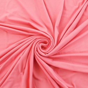 Solid Coral Pink DBP 4-way Stretch Fabric Double Brushed Polyester by ...