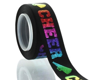 1.5 Ombre Rainbow Cheer Text Grosgrain Ribbon Choose | Etsy