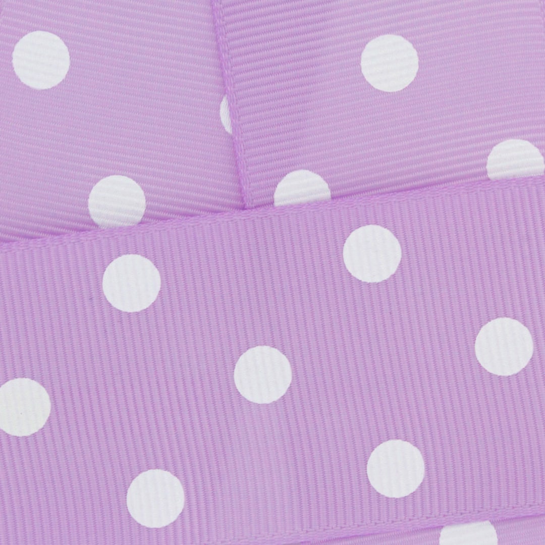 Light Orchid With White Polka Dot Grosgrain Ribbon Choose Width and ...