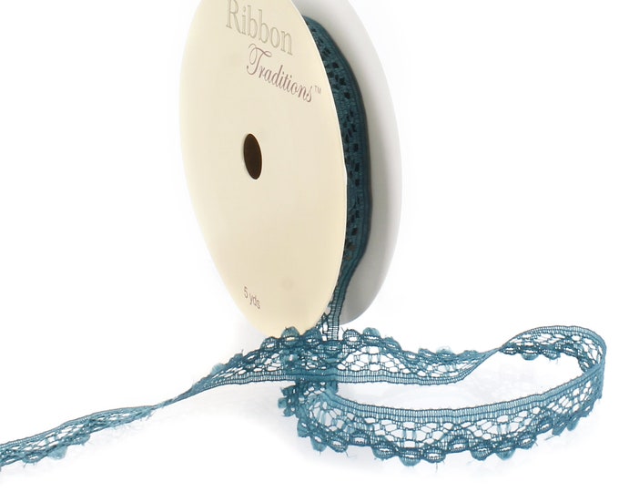 5 Yards 3/8 Green Tone Crochet Lace Trim, Teal Lace Trim, Crochet Lace ...
