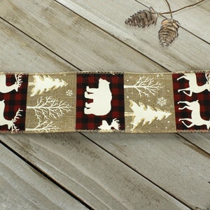 2 1/2" Wired Ribbon Buffalo Plaid Check Moose / Trees / Bear - Choose ...