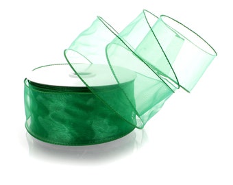 Emerald Green Wired Ribbon - Etsy