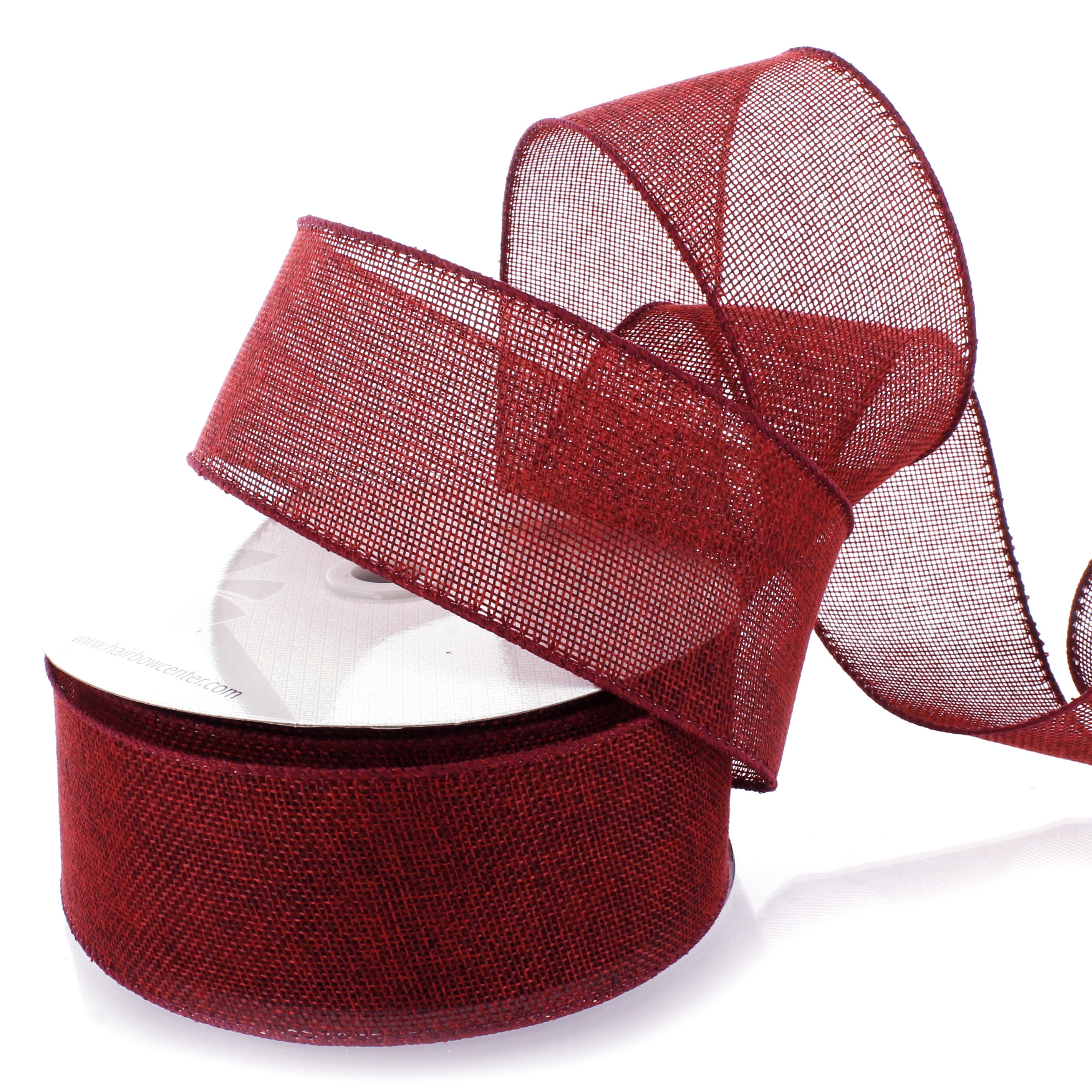 Crimson Burgundy Wired Burlap Ribbon Choose 2.5 or - Etsy