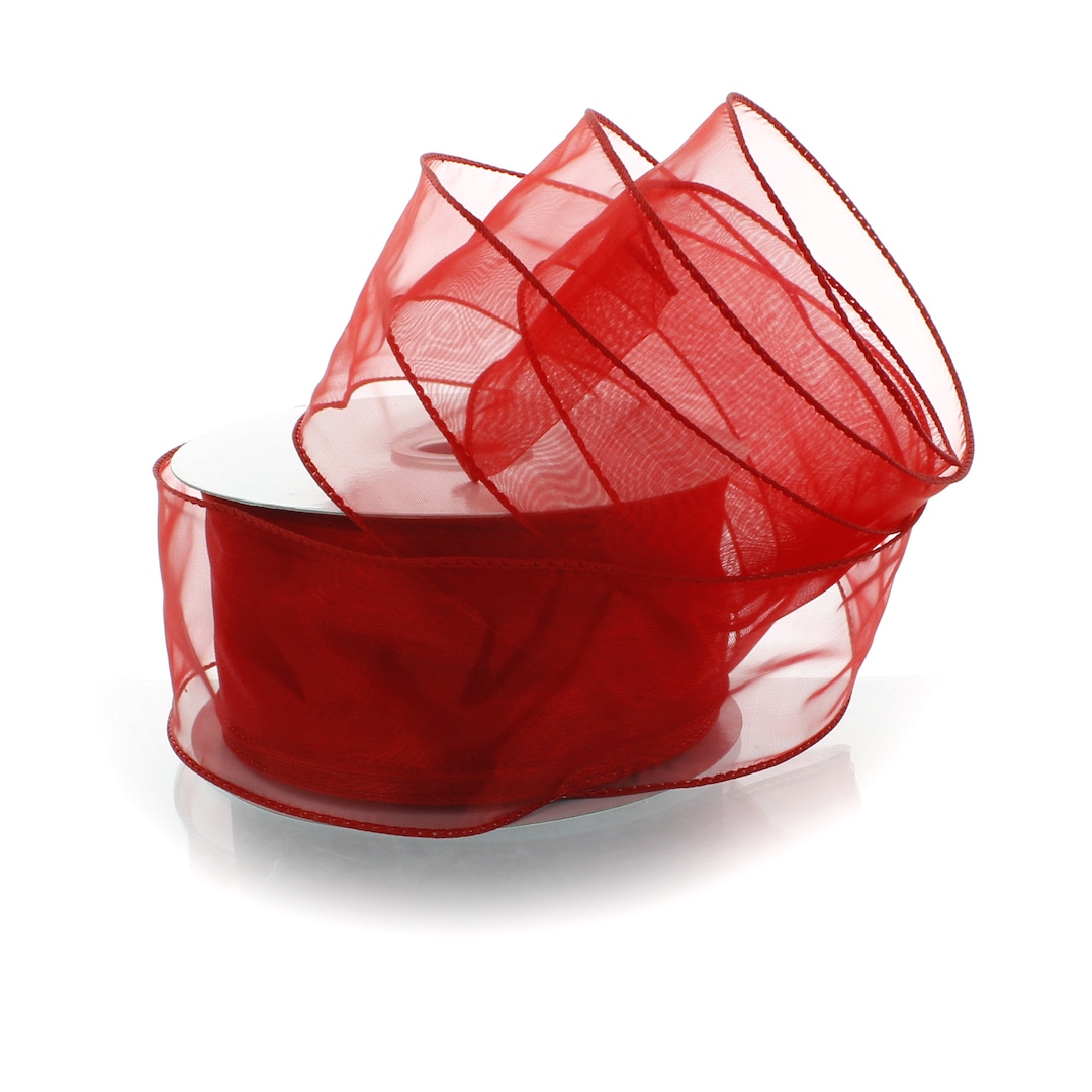 Red Sheer Organza Wired Ribbon #40 #9 2.5" 1.5" Wedding Floral Florist ...
