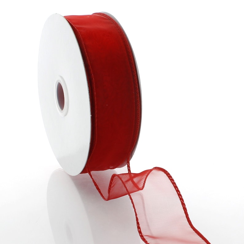 Red Sheer Organza Wired Ribbon #40 #9 2.5" 1.5" Wedding Floral Florist ...