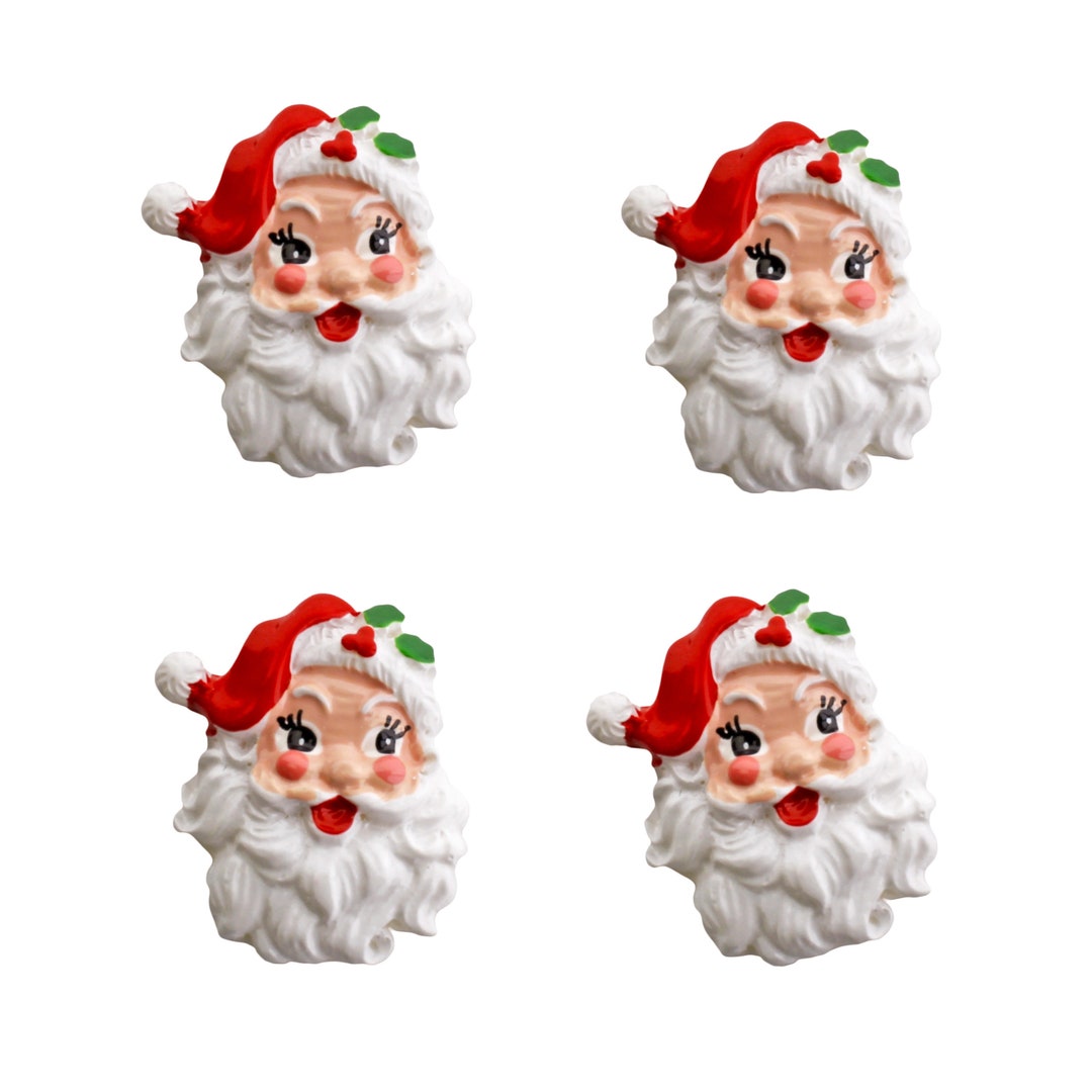 Jolly Santa Head Christmas Flatback Resin Craft Embellishment Deco ...