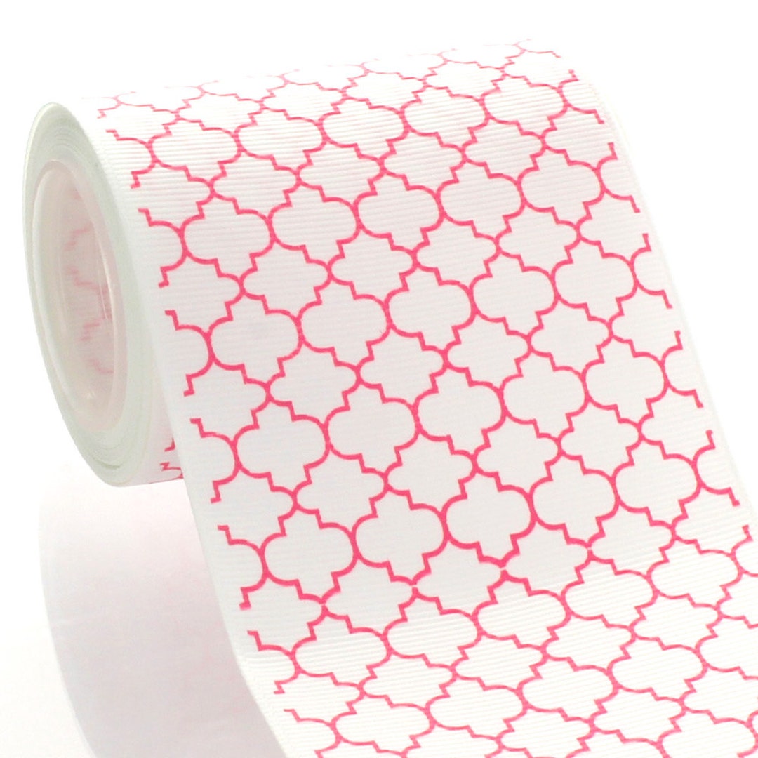 3 Inch Hot Pink Quatrefoil Grosgrain Ribbon Choose Length - Etsy