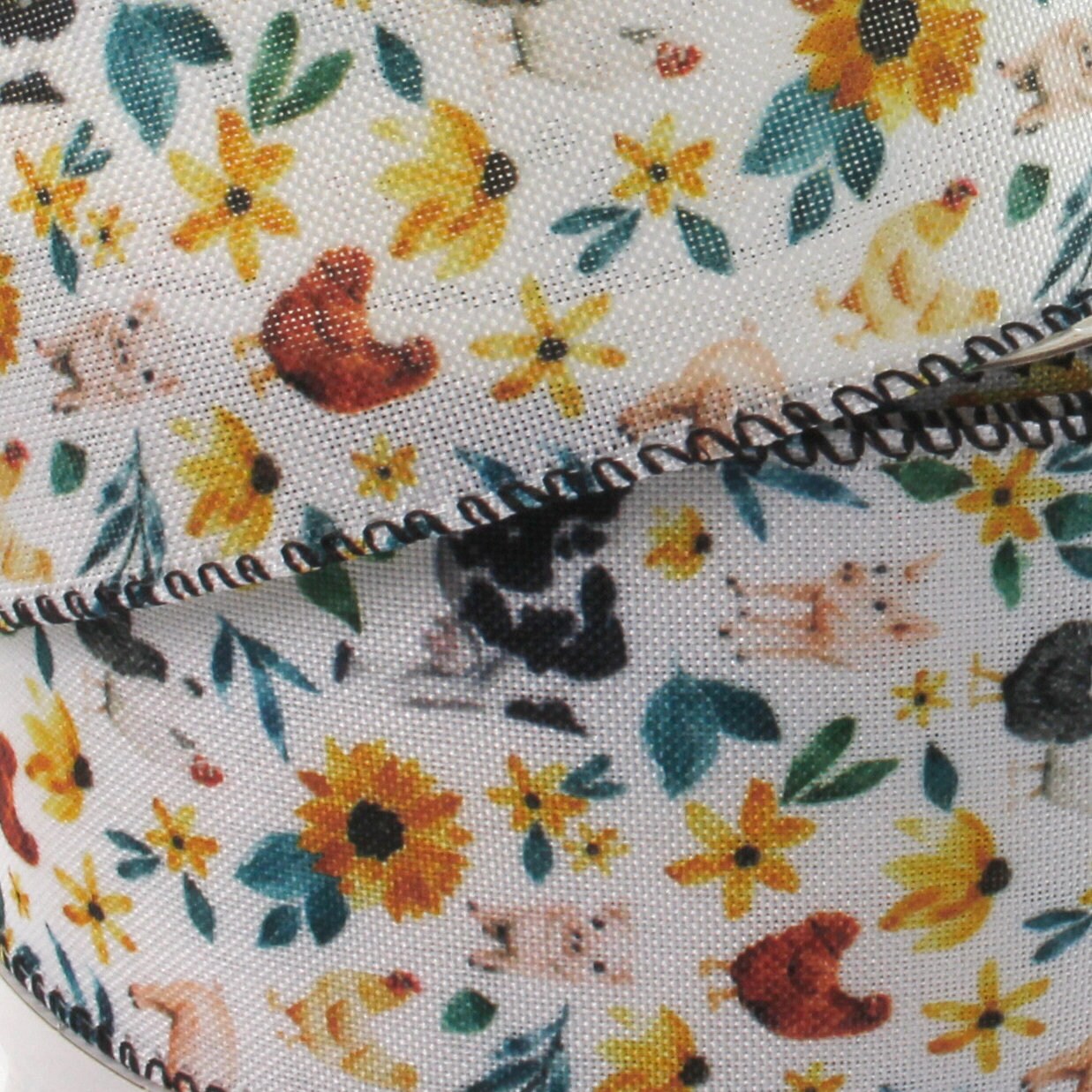 2 1/2 Wired Ribbon Farmhouse Farm Animals Sunflowers - Etsy