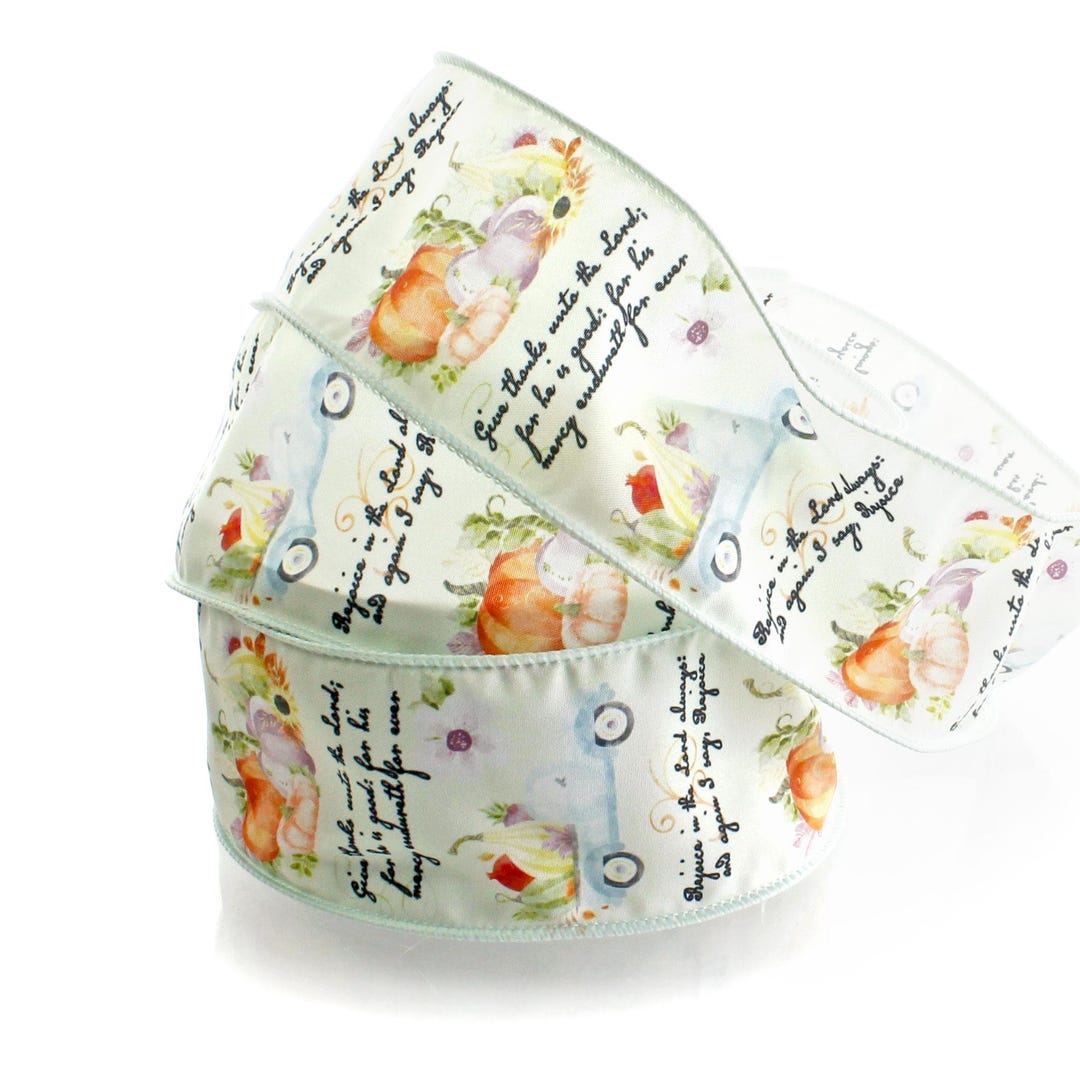 Christian Bible Scripture Verse Thanksgiving Harvest Fall Wired Ribbon Print 2 1/2" #40 - Etsy