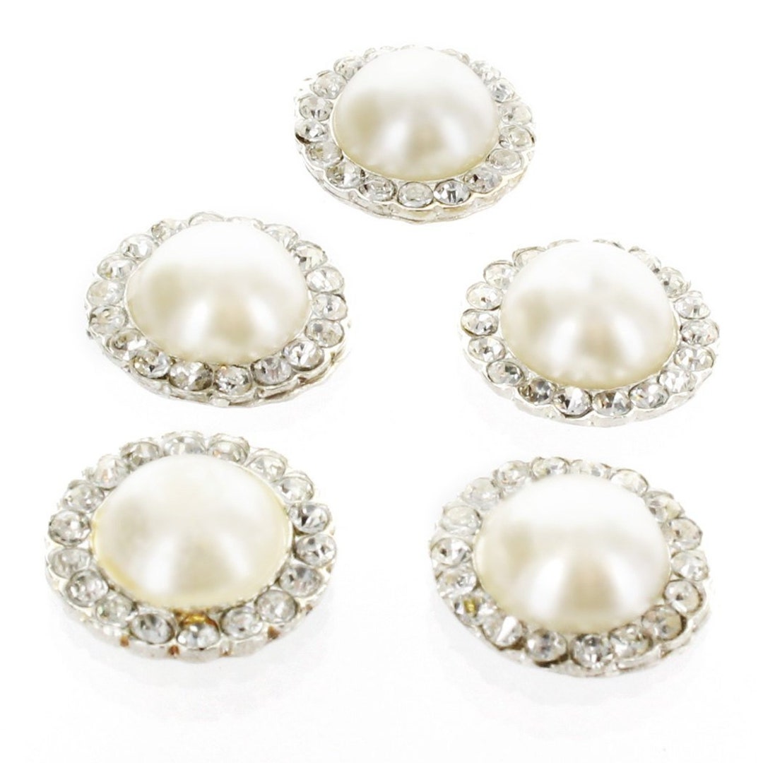Large Pearl W/ Rhinestones Embellishment Centers - Ivory - Choose 3 or ...
