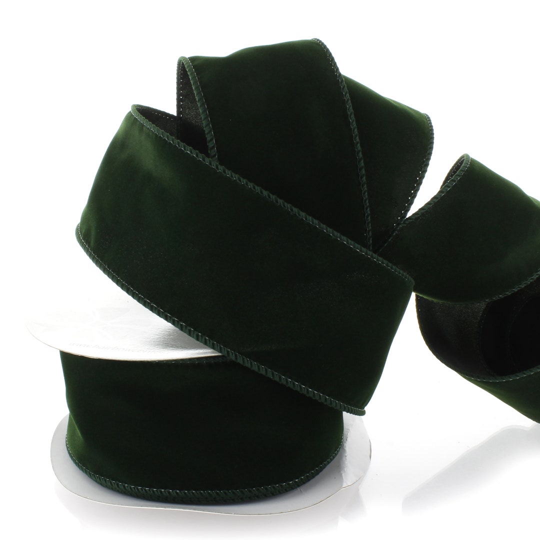 Hunter Green Wired Suede Velvet Ribbon Wedding Rustic Country Winter ...