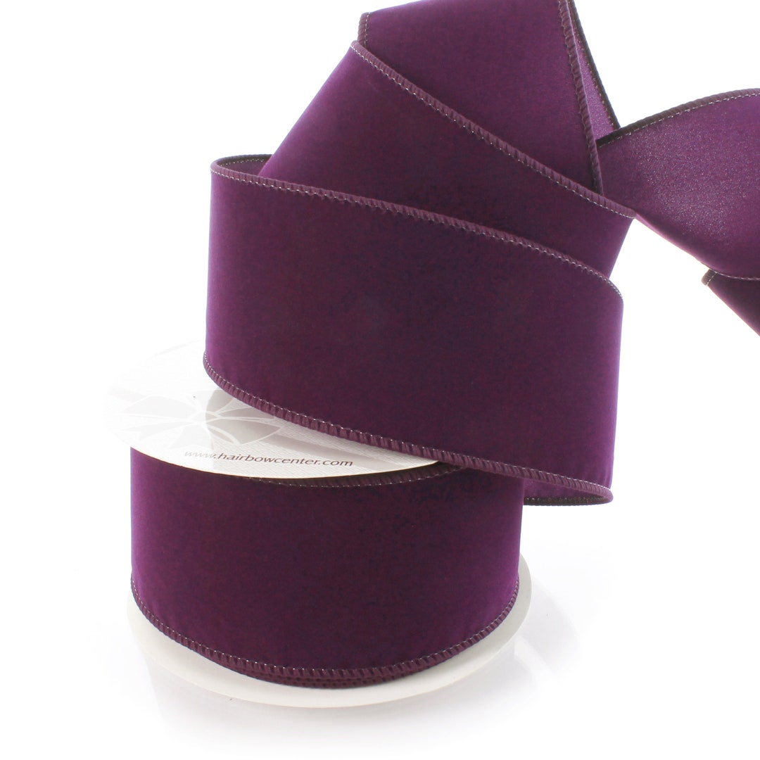 Rustic Plum Suede Velvet Wired Ribbon Fall Winter Wedding Holiday 1.5 ...
