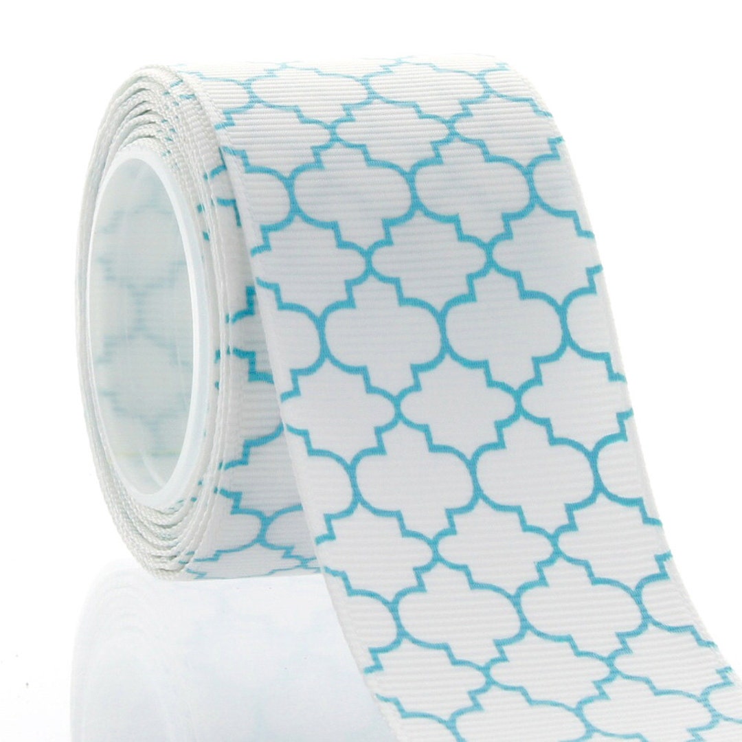 1.5" Light Turquoise Quatrefoil Grosgrain Ribbon - Choose Length - Etsy