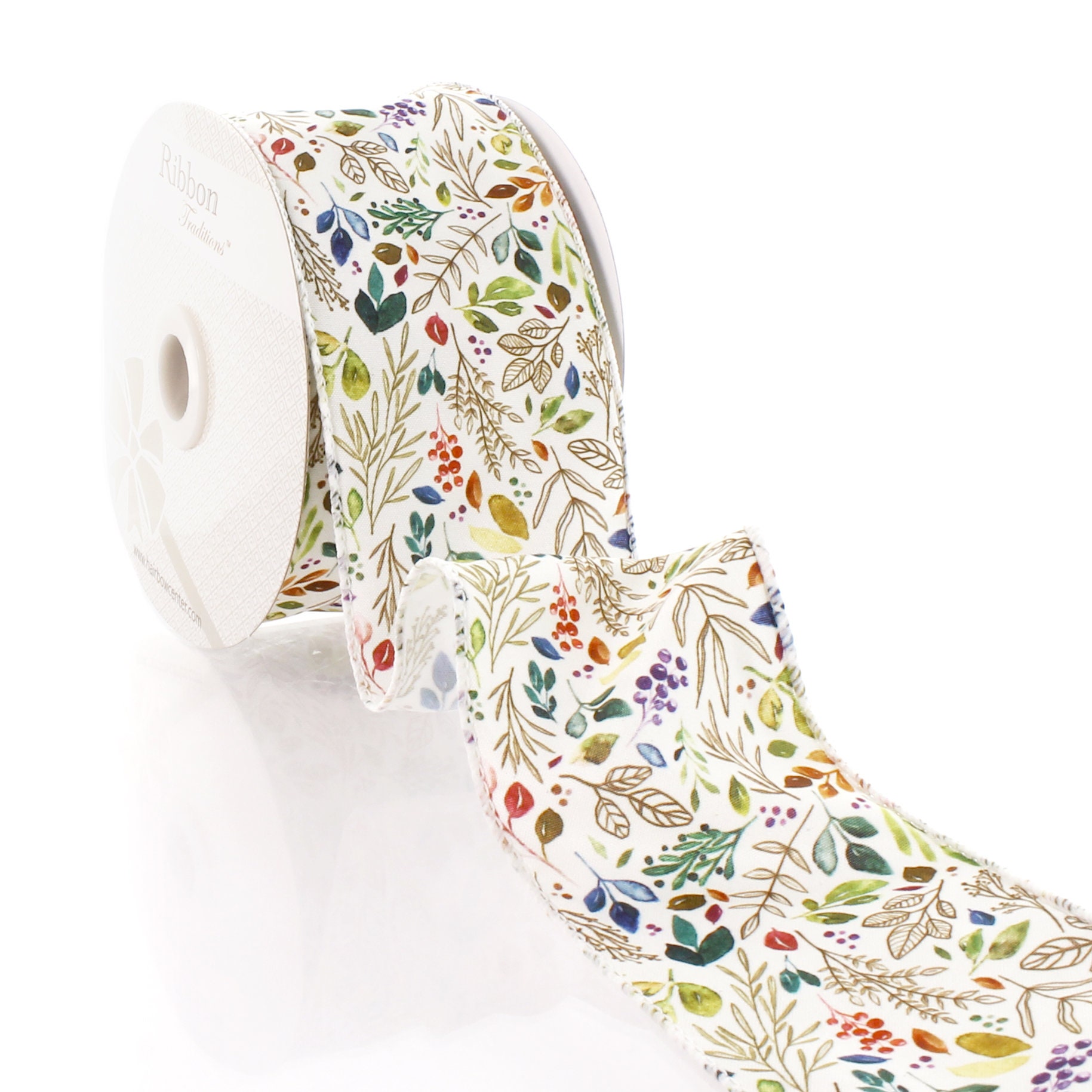 Wired Ribbon Sprigs and Greenery Leaves Berries Fall or Summer Print 2 ...