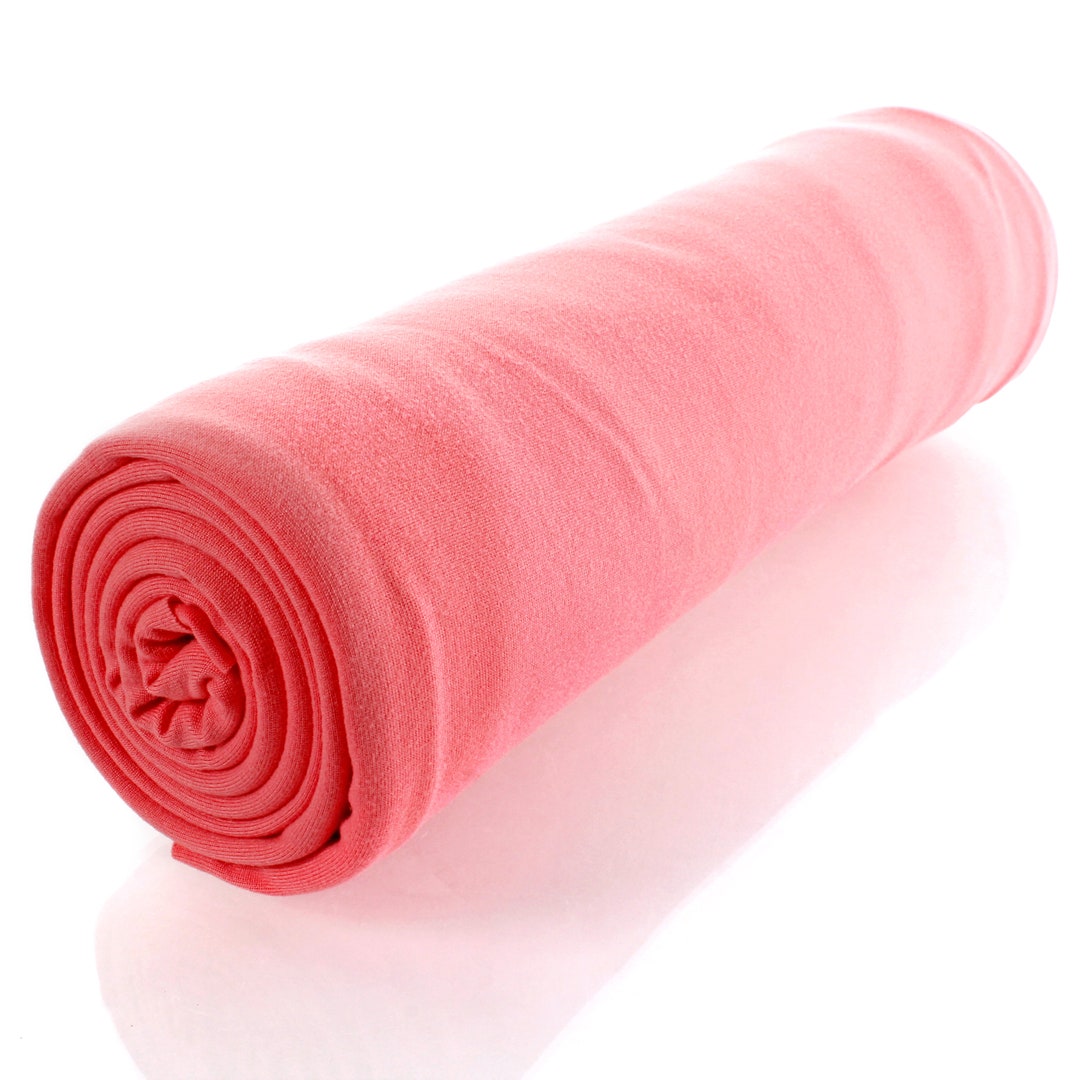Solid Coral Pink DBP 4-way Stretch Fabric Double Brushed Polyester by ...