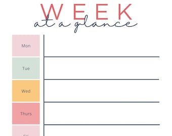 PDF: Week-at-a-glance | One Page Planner - Etsy