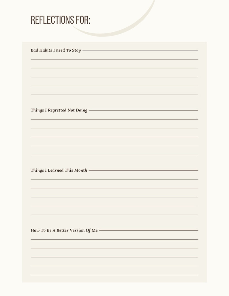 Personal Reflection Jounal Entry - Etsy