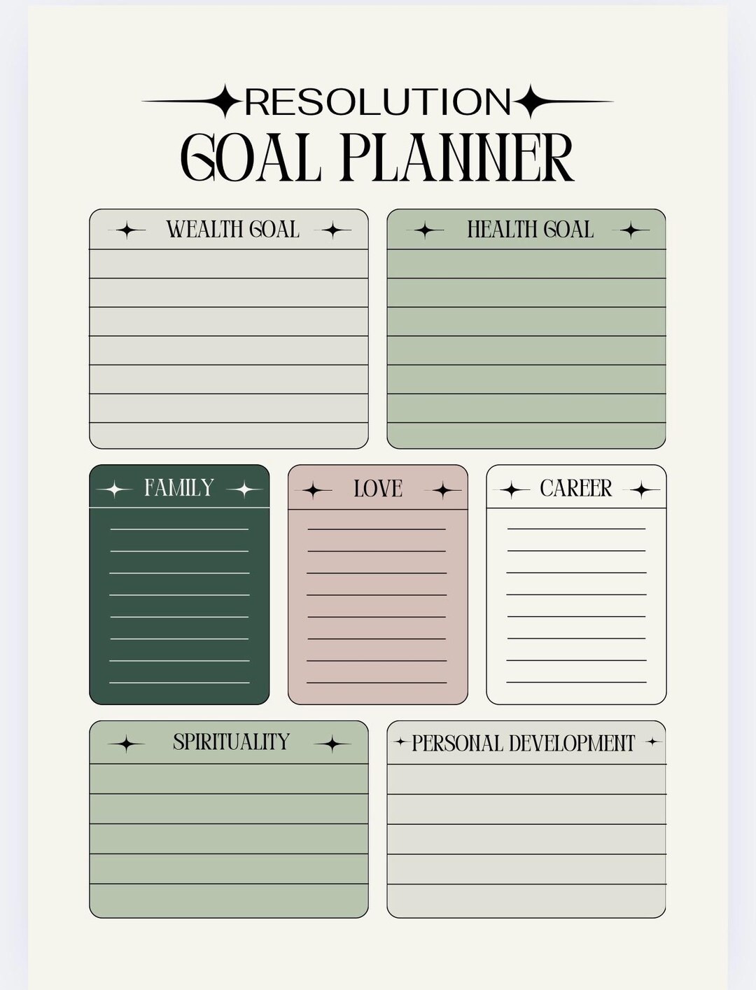 Resolution Goal Planner - Etsy