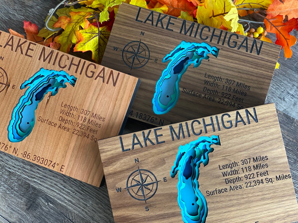 Lake Michigan Depth Map - Etsy