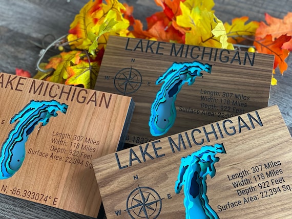Lake Michigan Depth Map - Etsy