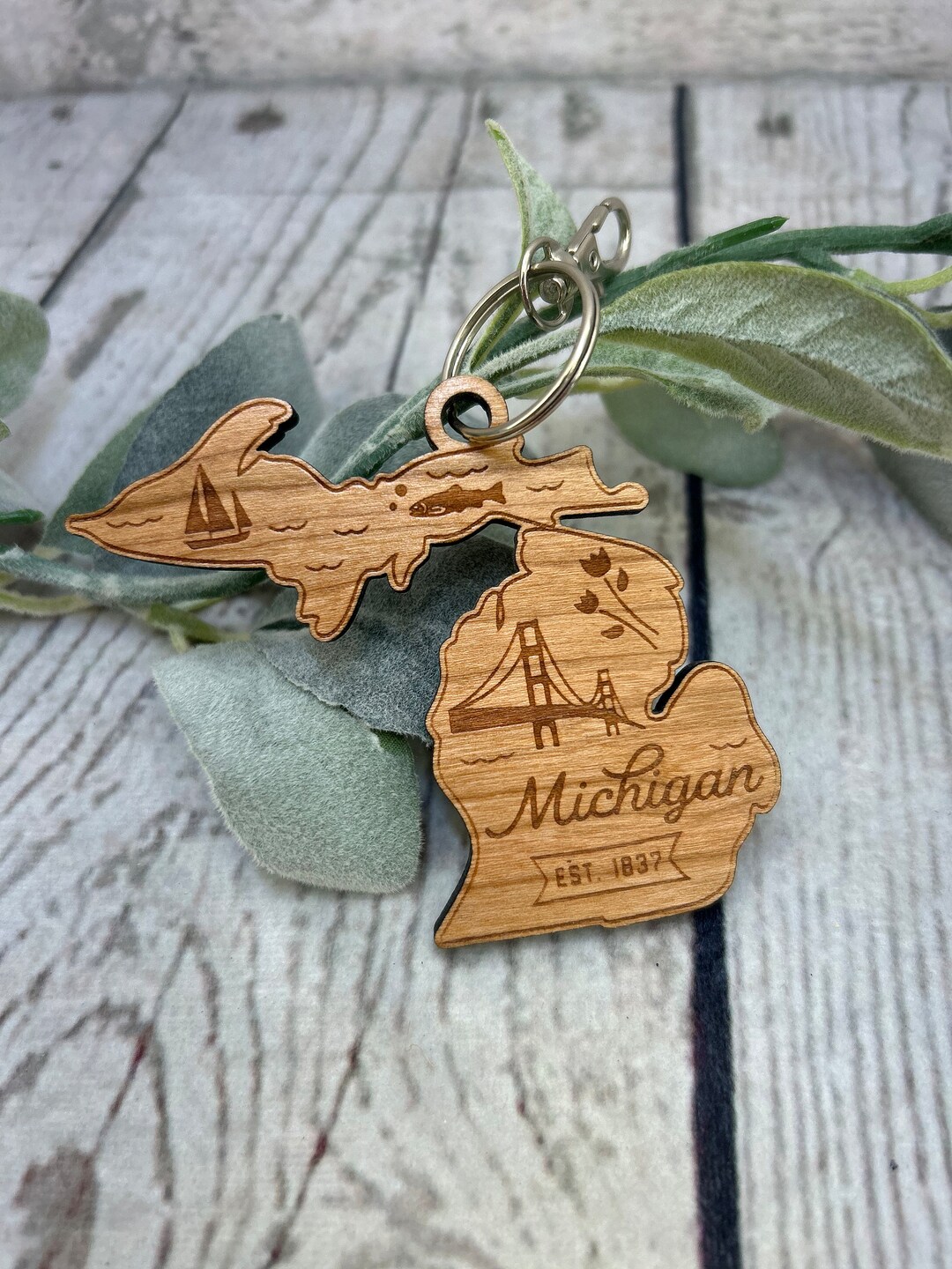 State of Michigan Keychain/michigan Keychain/state Keychain/keychain ...