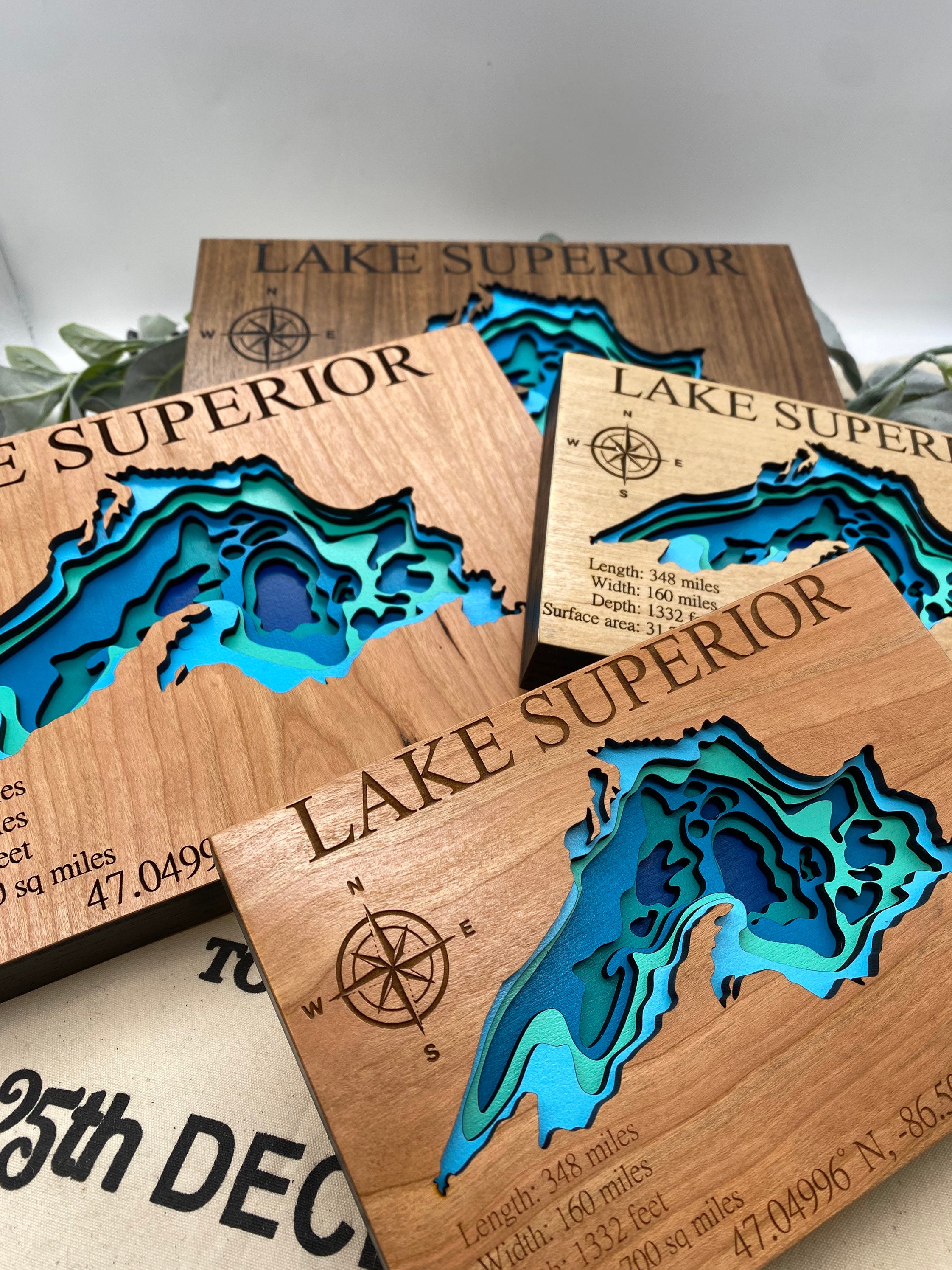 Lake Superior Depth Map/3d/layered Lake Depth Superior/ - Etsy