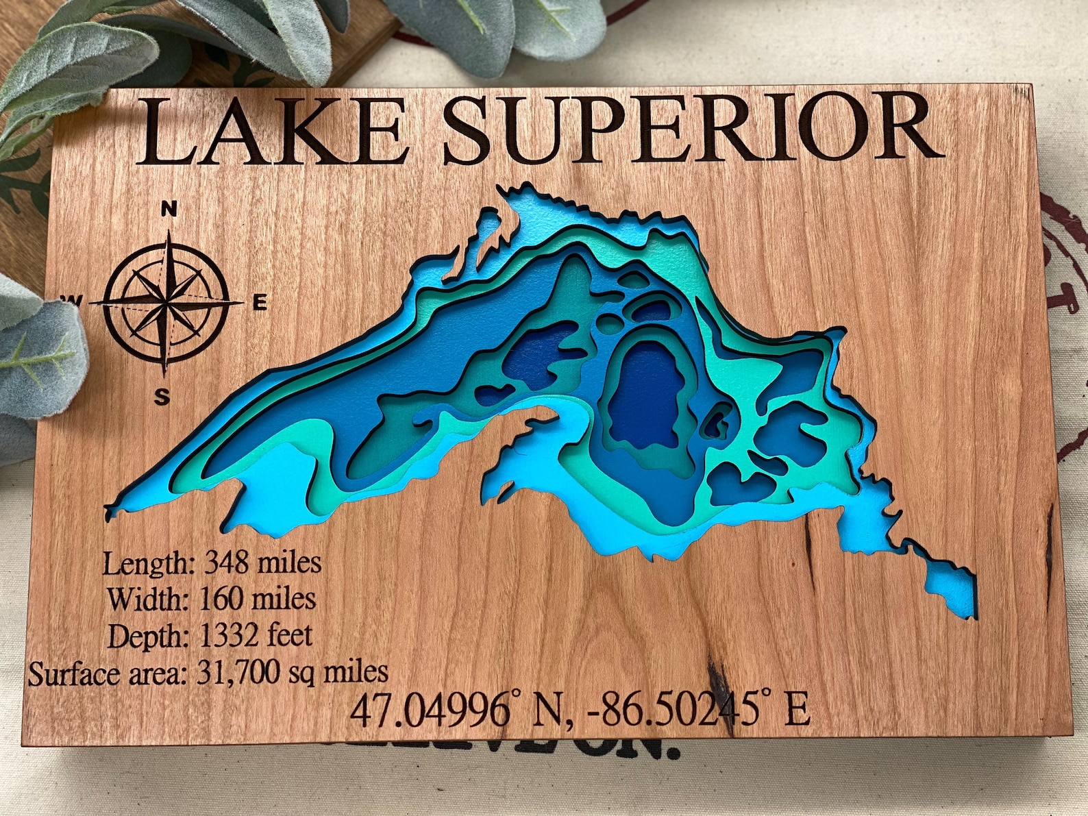 Lake Superior Depth Map/3d/layered Lake Depth Superior/ - Etsy