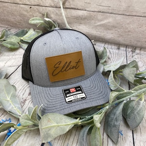 Custom Trucker Hat/custom Leather Patch Trucker Hat/trucker Hat With Patch/ Engraved Trucker Hat ...