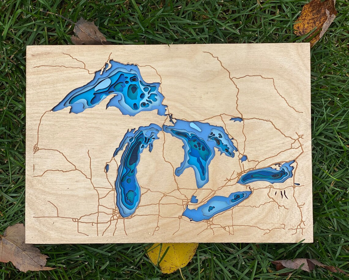 Lake Michigan Depth Map - Etsy