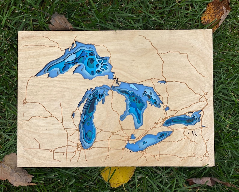 Lake Michigan Depth Map - Etsy