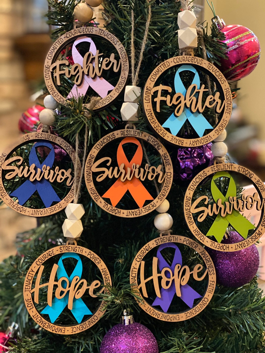 Cancer Awareness Ornament/cancer Fighter Ornament/cancer Hope Ornament ...