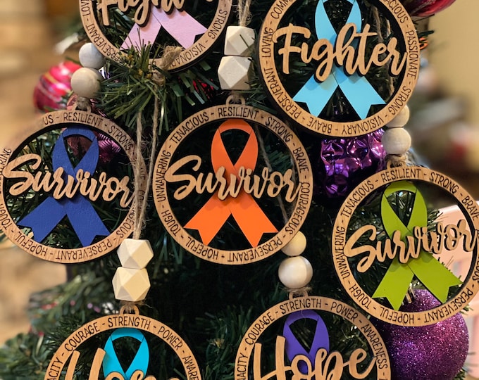 Orange Awareness Ribbon Christmas Ornament for Leukemia, Kidney Cancer ...