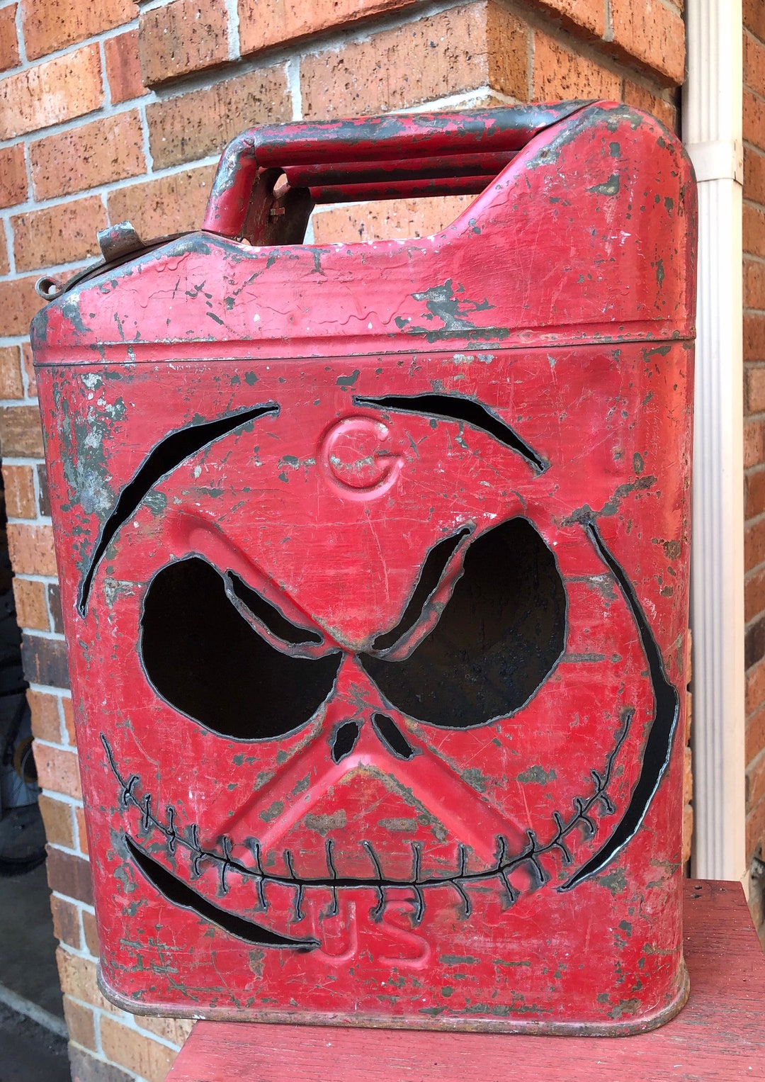 Vintage Jerry Can Jack-o-lantern, Gas Can Light, Frankenstein Jack-o ...